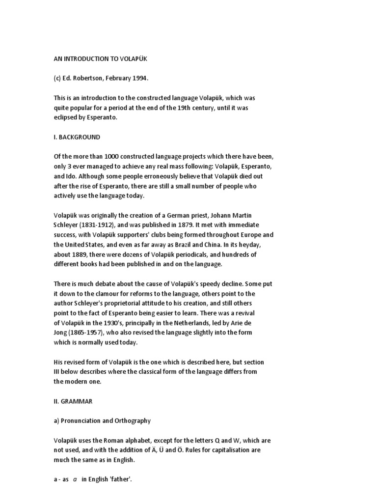 Overview of the Volapük Language | PDF | Grammatical Tense | Verb