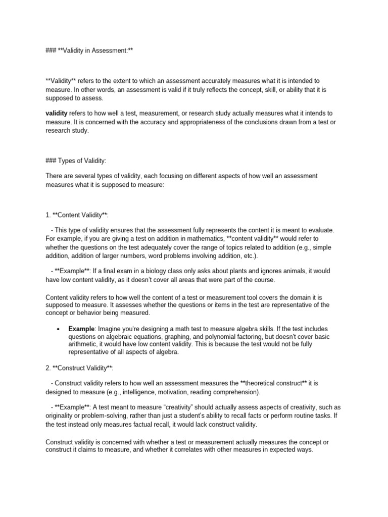 Validity in Assessment | PDF | Validity (Statistics) | Educational ...