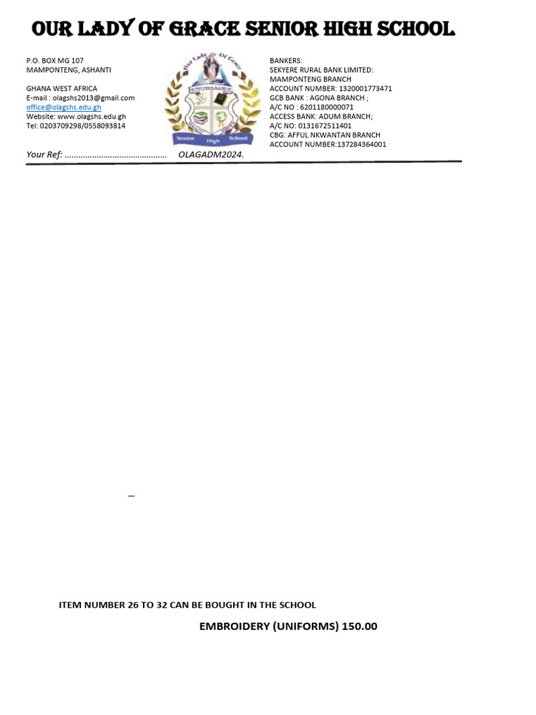 Our Lady of Grace SHS 2024 Prospectus | PDF | Clothing | Fashion
