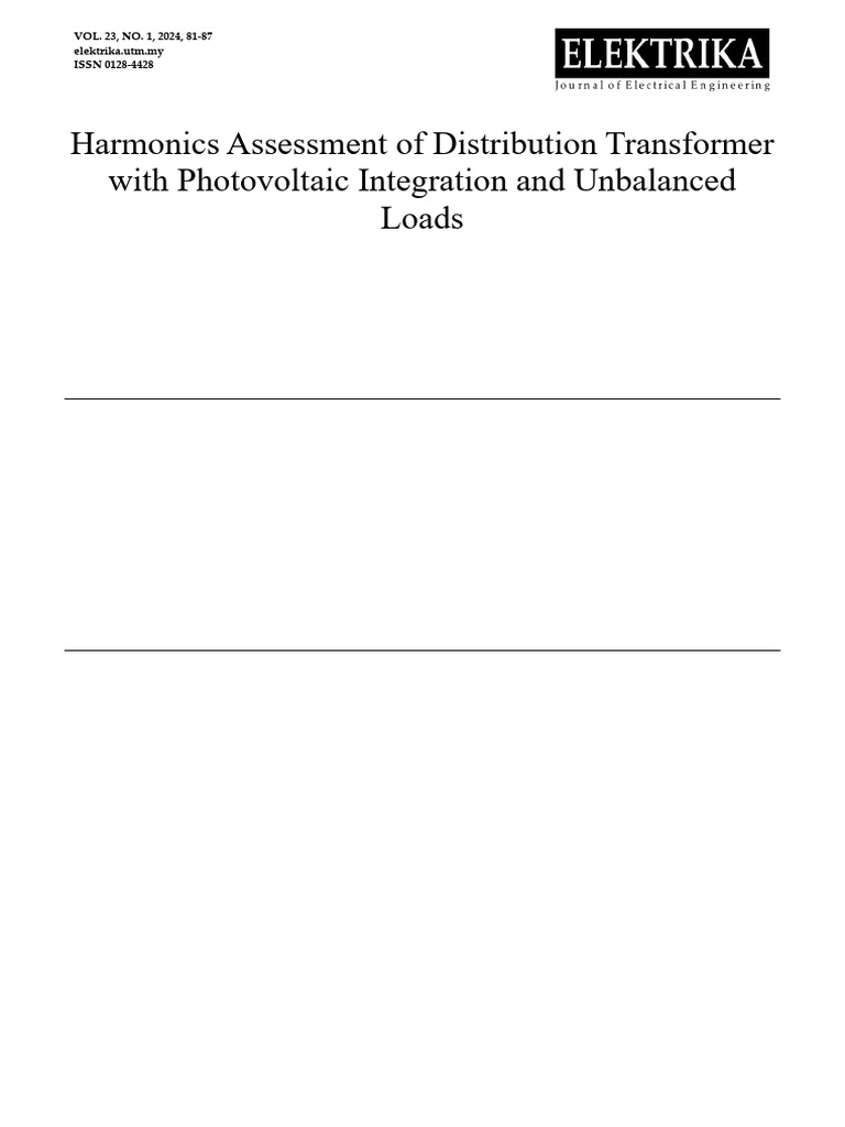 Harmonics Assessment of Distribution Transformer With Photovoltaic Integration and Unbalanced ...