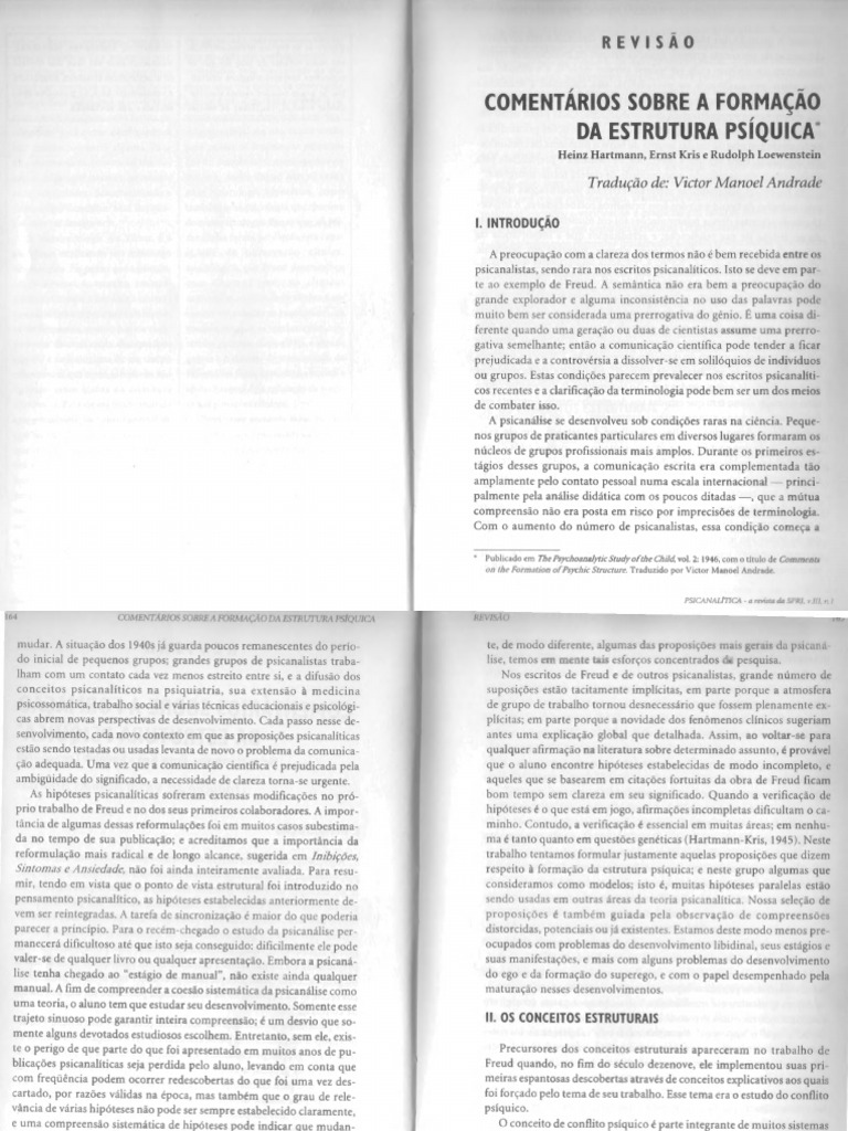 HARTMANN, Heinz KRIS, Ernest LOEWENSTEIN, Rudolph - Comentários ...