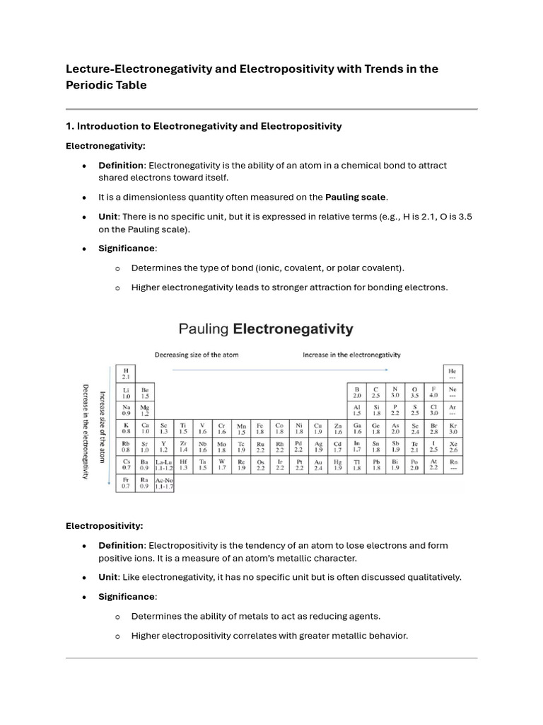 Lecture-Electronegativity and Electropositivity With Trends in The ...