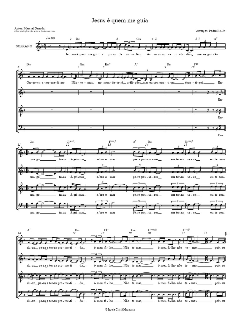 Jesus é Quem Me Guia: Letra e Arranjos | PDF