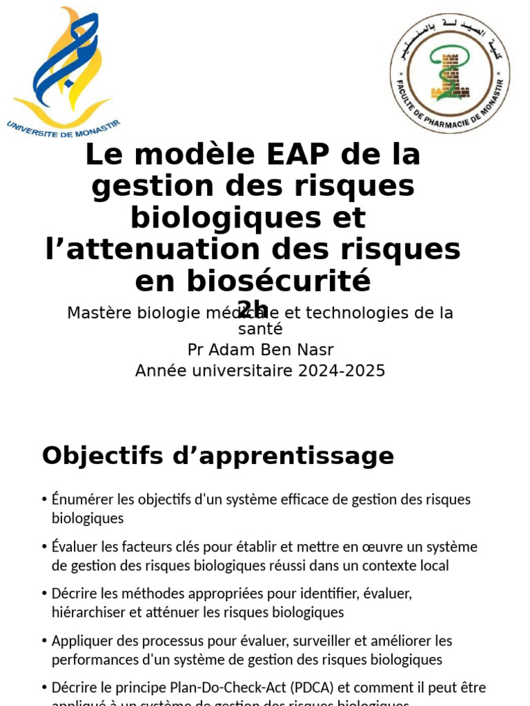 Modèle EAP en gestion des risques biologiques | PDF | Risque | Gestion ...