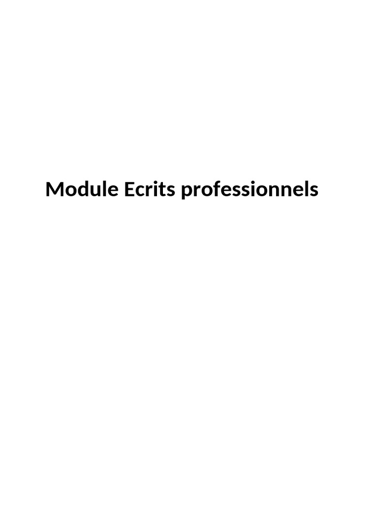Module Ecrits Professionnels | PDF | la communication | Reproduction et ...