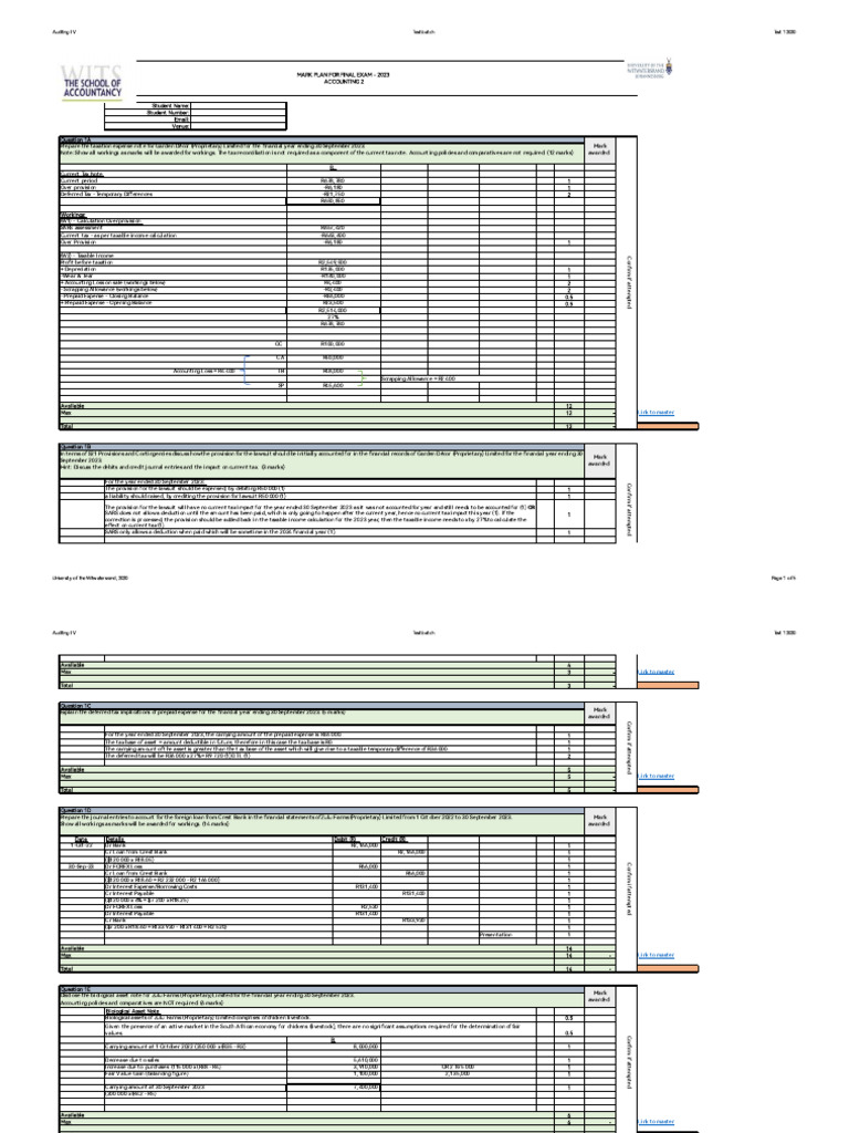 2023 Final Exam Solution | PDF | Debits And Credits | Goodwill (Accounting)