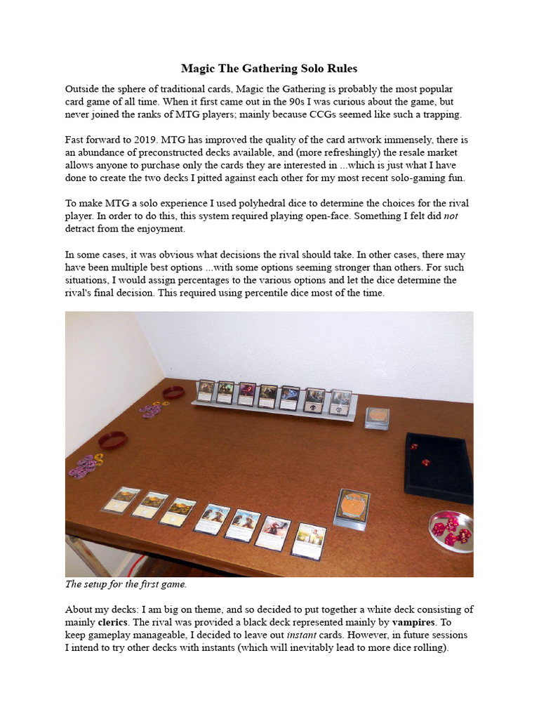 Solo Magic: The Gathering Guide | PDF | Gaming Devices | Gaming