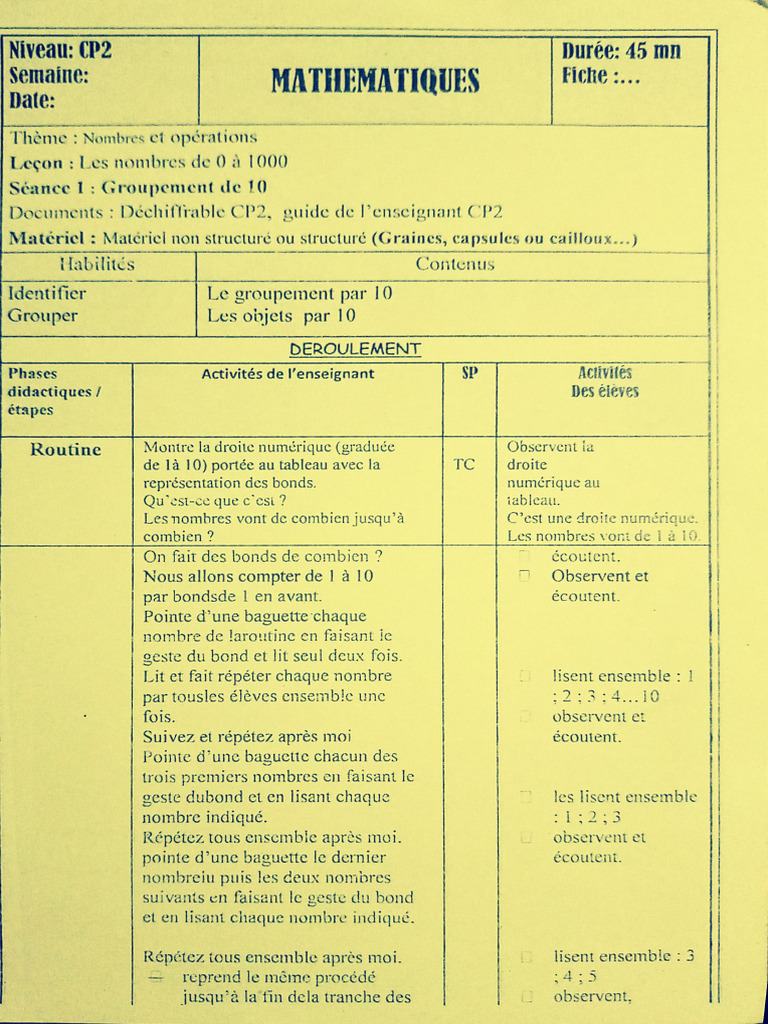 Fiches Mathématiques Cp2 Pnapas | PDF
