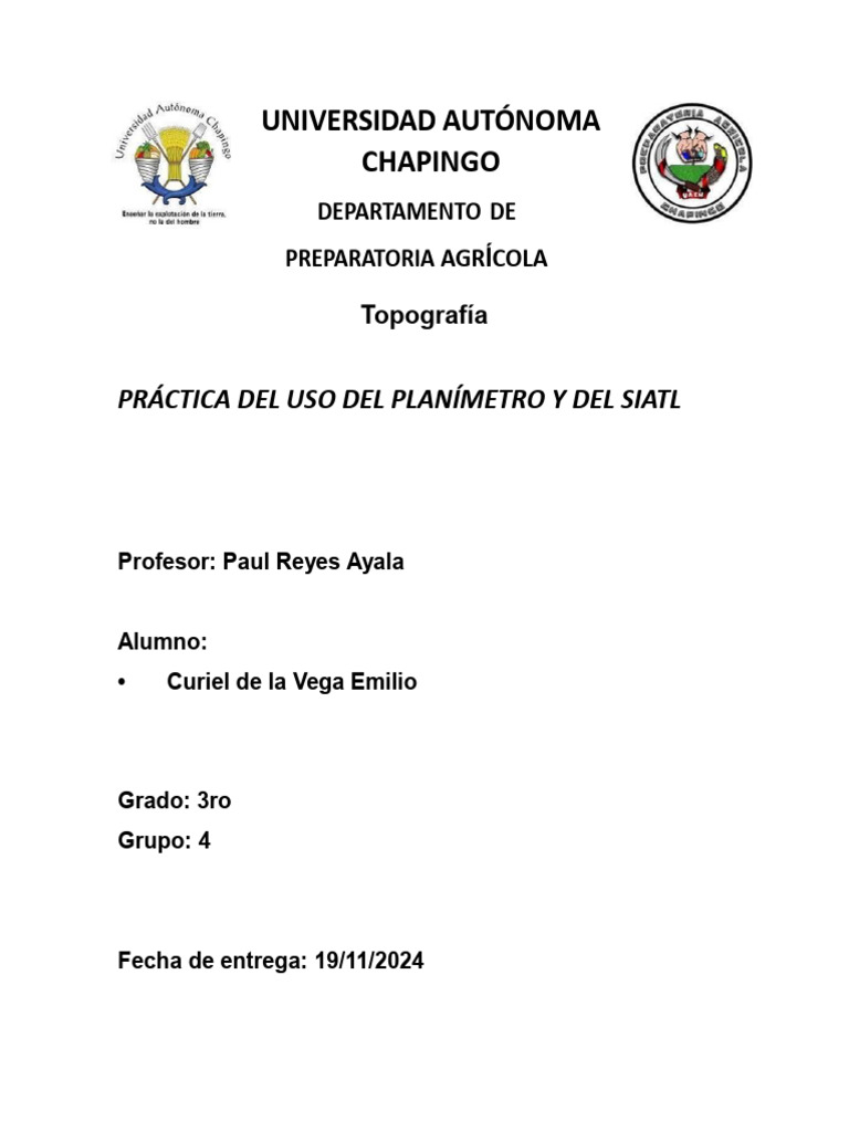 Práctica Del Uso Del Planímetro y Del Siatl | PDF | Sistema de ...