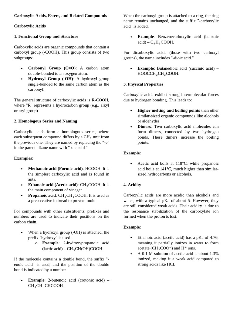 CHEMISTRY Lesson 8 Carboxylic Acids | PDF | Ester | Carboxylic Acid
