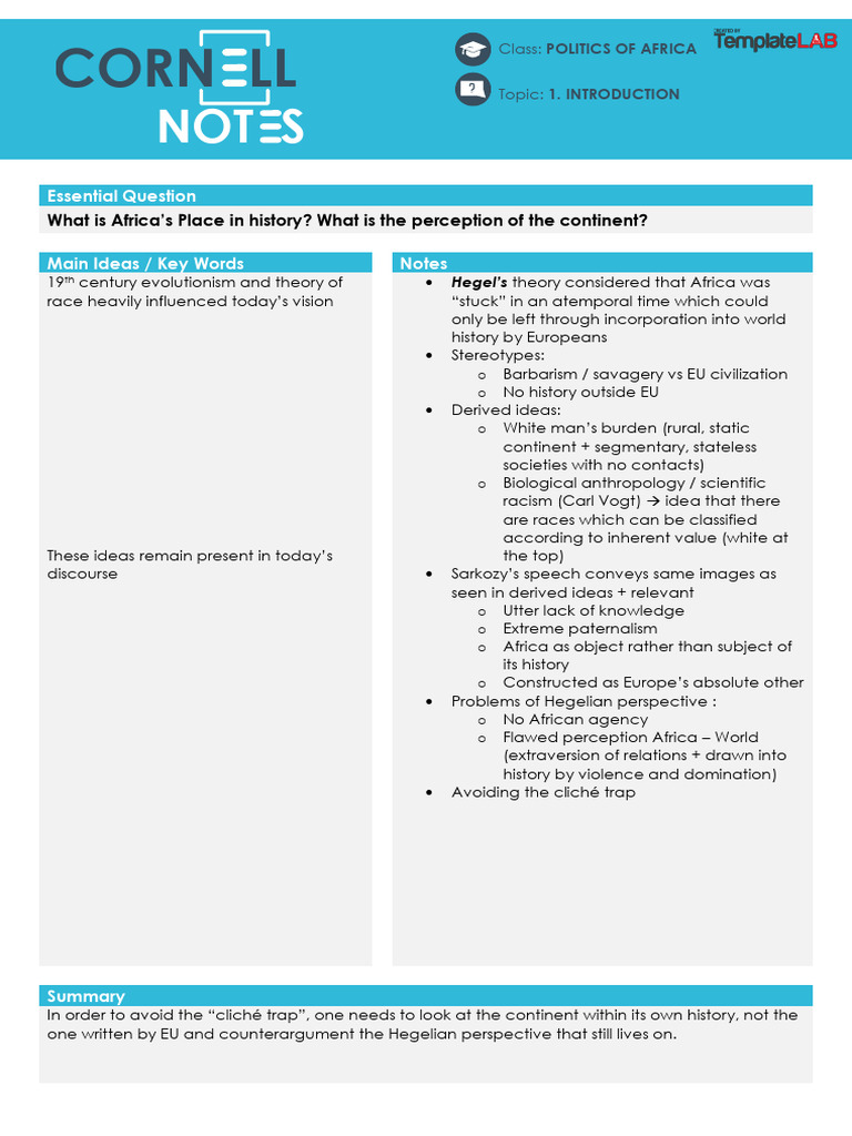 Cornell Notes Politics | PDF | Ethnicity | Authoritarianism