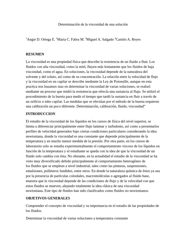 Determinacion de La Viscosidad | PDF | Viscosidad | Líquidos Determinacion de La Viscosidad | PDF | Viscosidad | Líquidos