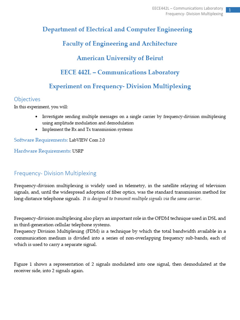 FDM Experiment | PDF | Modulation | Multiplexing