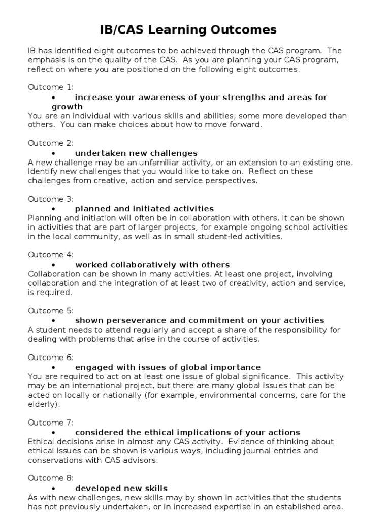 IB CAS Learning Outcomes
