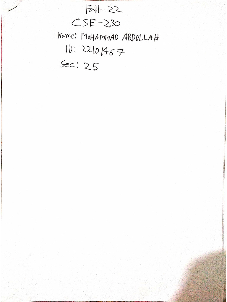 CSE 230 Sec 25 Assignment 01 22101467 | PDF