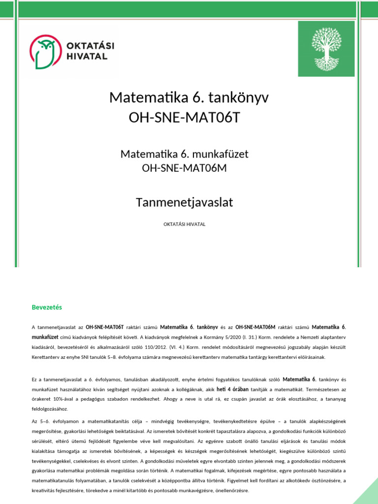 OH SNE MAT06T - Tanmenet 1 | PDF