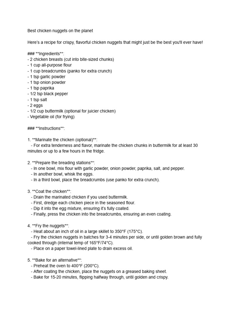 Chicken Nuggets | PDF