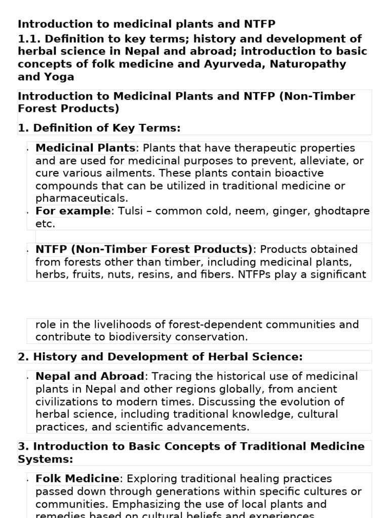 Introduction To Medicinal Plants and NTFP | PDF | Metabolism ...
