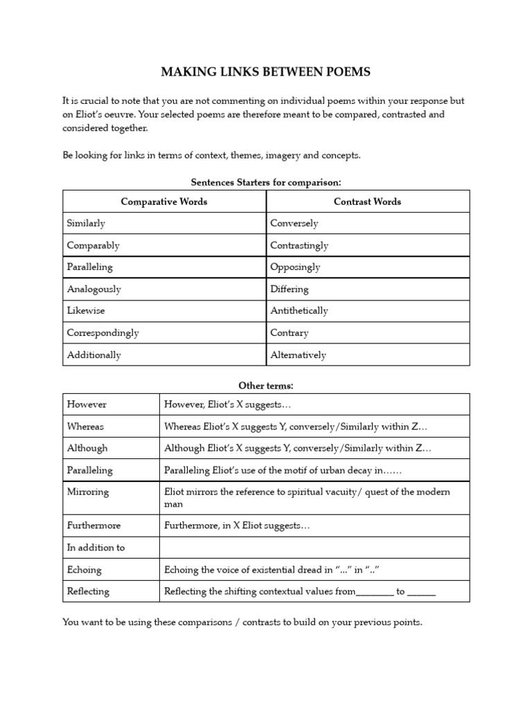 Eliot - Linking Between Poems 1 | PDF