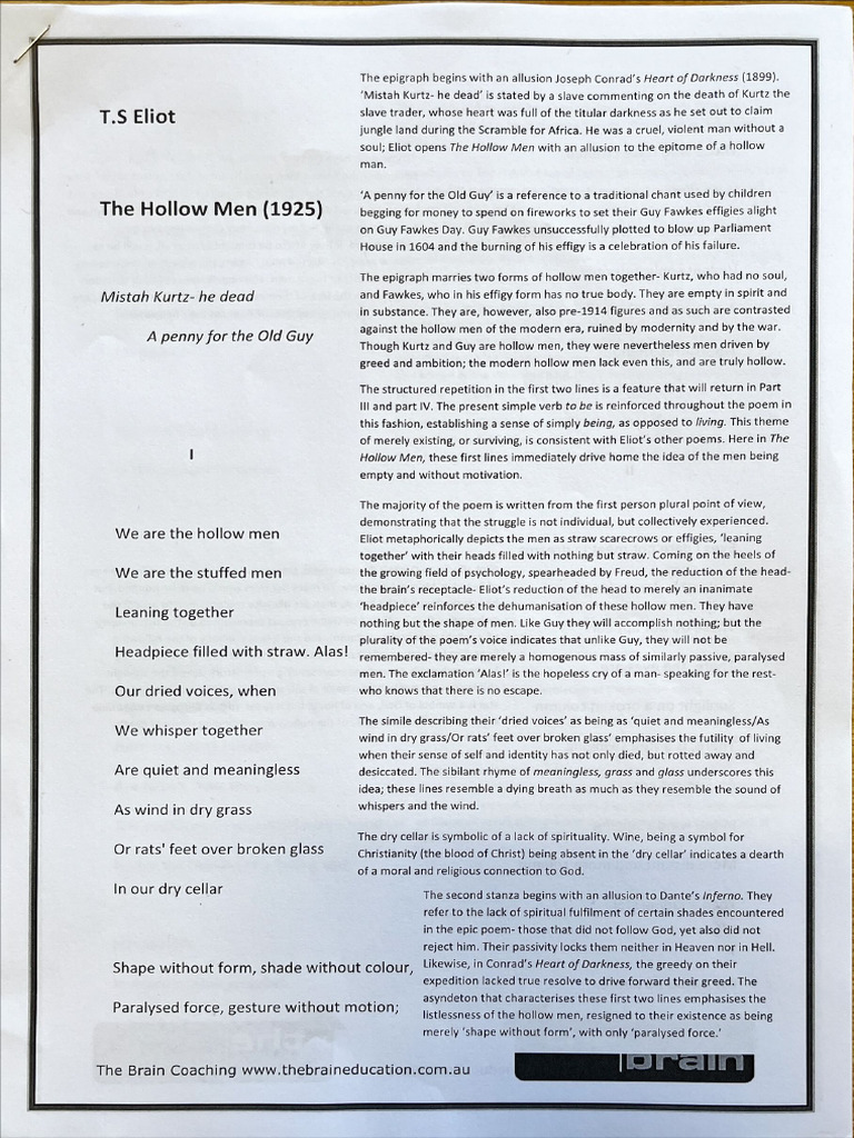 HOLLOW MEN ANALYSIS | PDF