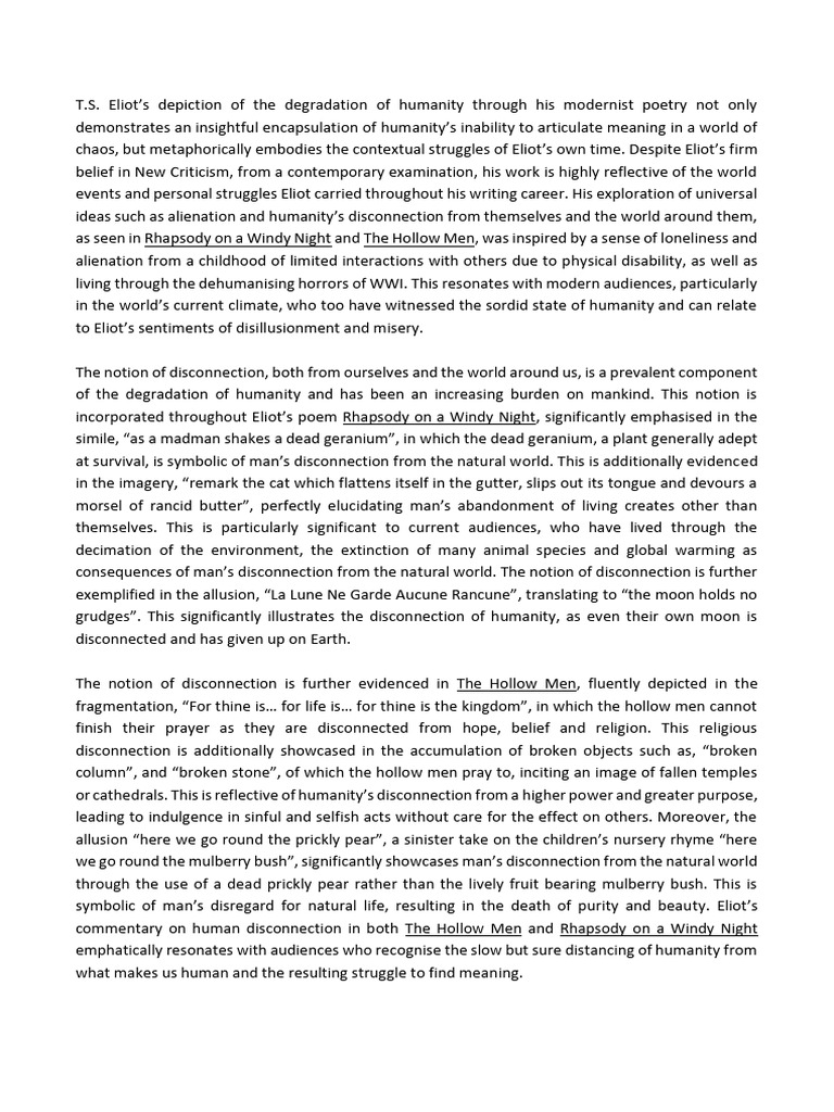 Essay 1 | PDF | T. S. Eliot