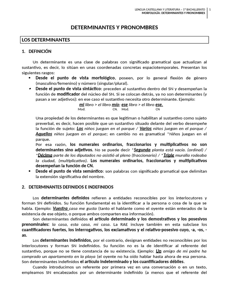 Determinantes y Pronombres 2023 2024 | PDF | Adjetivo | Pronombre