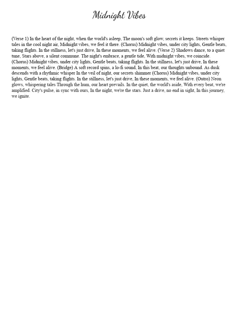 Midnight Vibes (New Lyrics) | PDF