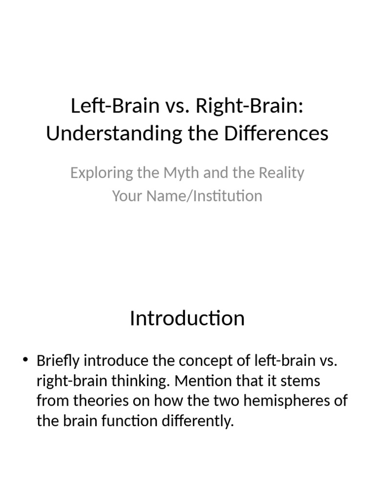 Left vs. Right Brain: Key Differences | PDF | Lateralization Of Brain ...