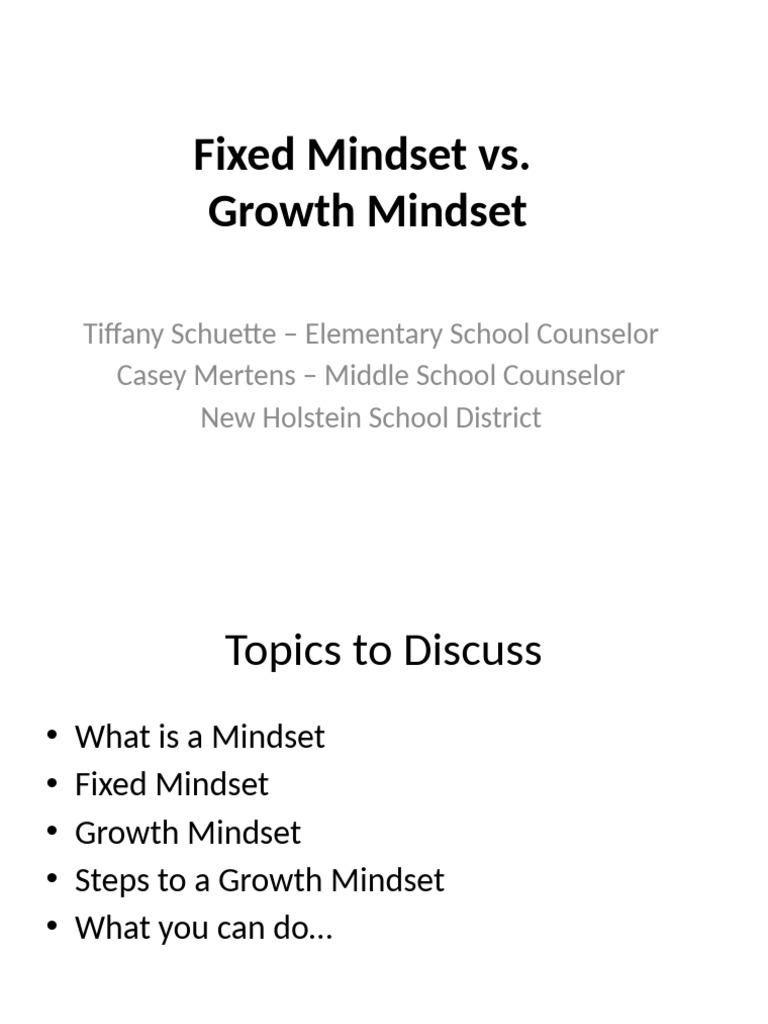 Growth vs. Fixed Mindset Overview | PDF | Mindset | Cognition