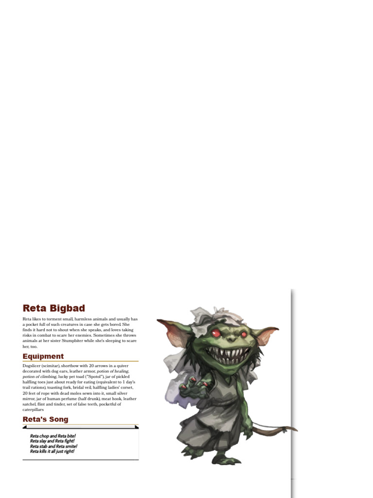 Goblin Character Profiles for RPGs | PDF