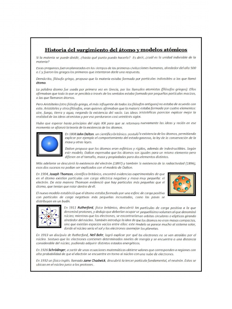 Modelos Atómicos | PDF