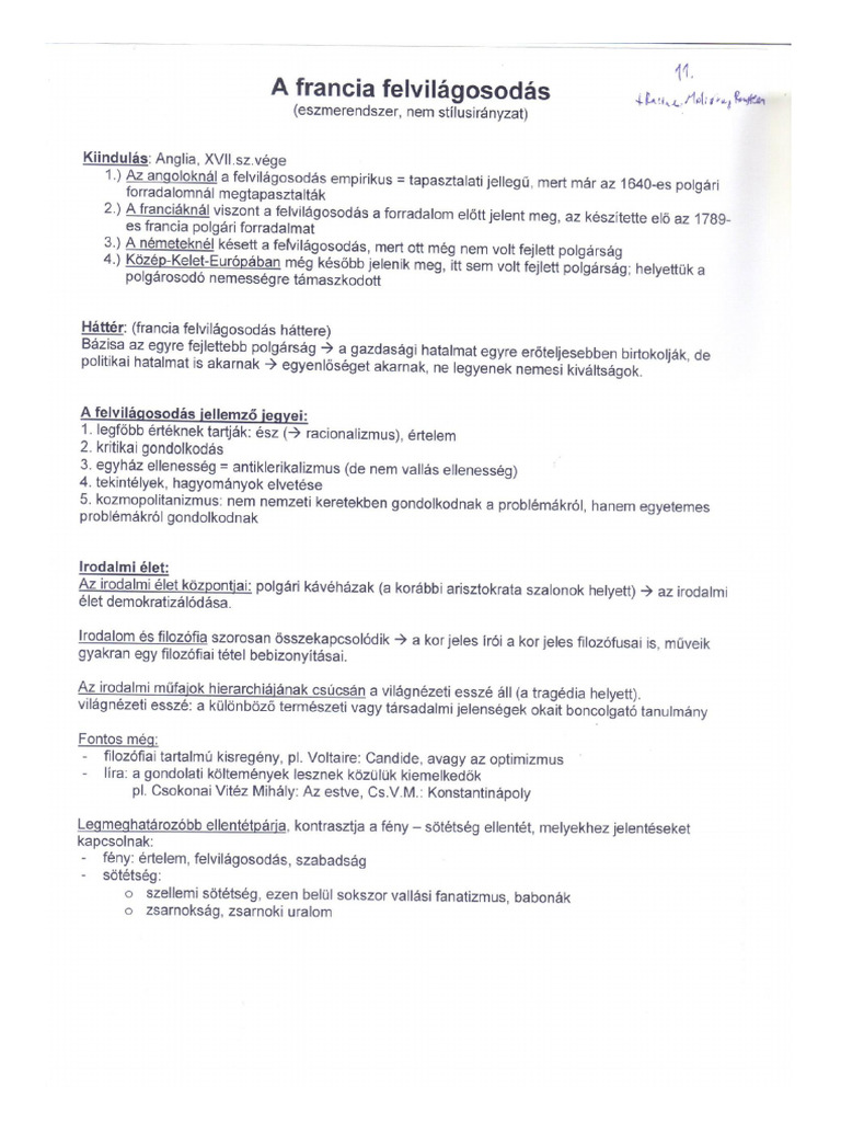 17.tetel FR - Felvil. | PDF