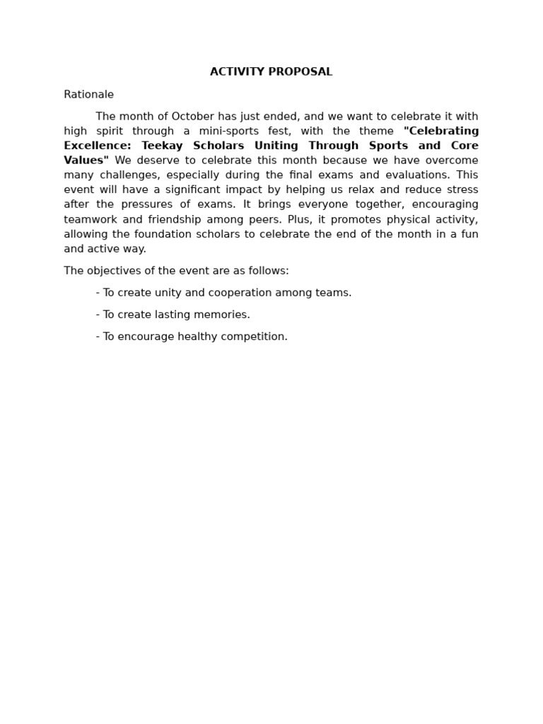 Activity Proposal-111 | PDF | Business