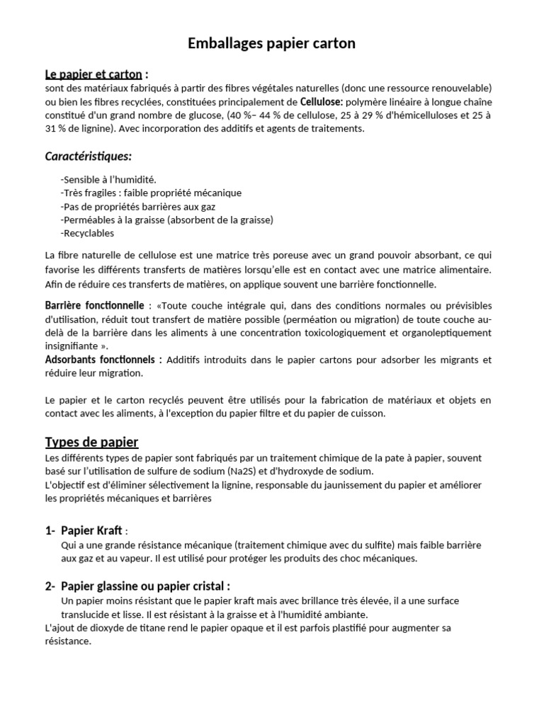 Propriétés et types d'emballages carton | PDF | Papier | Cellulose