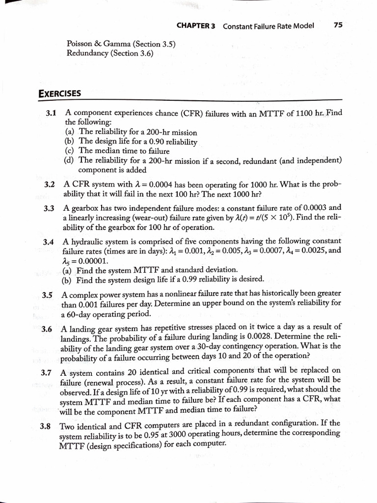 Ebeling Chapter 3 Questions | PDF | Reliability Engineering | Electrical Engineering