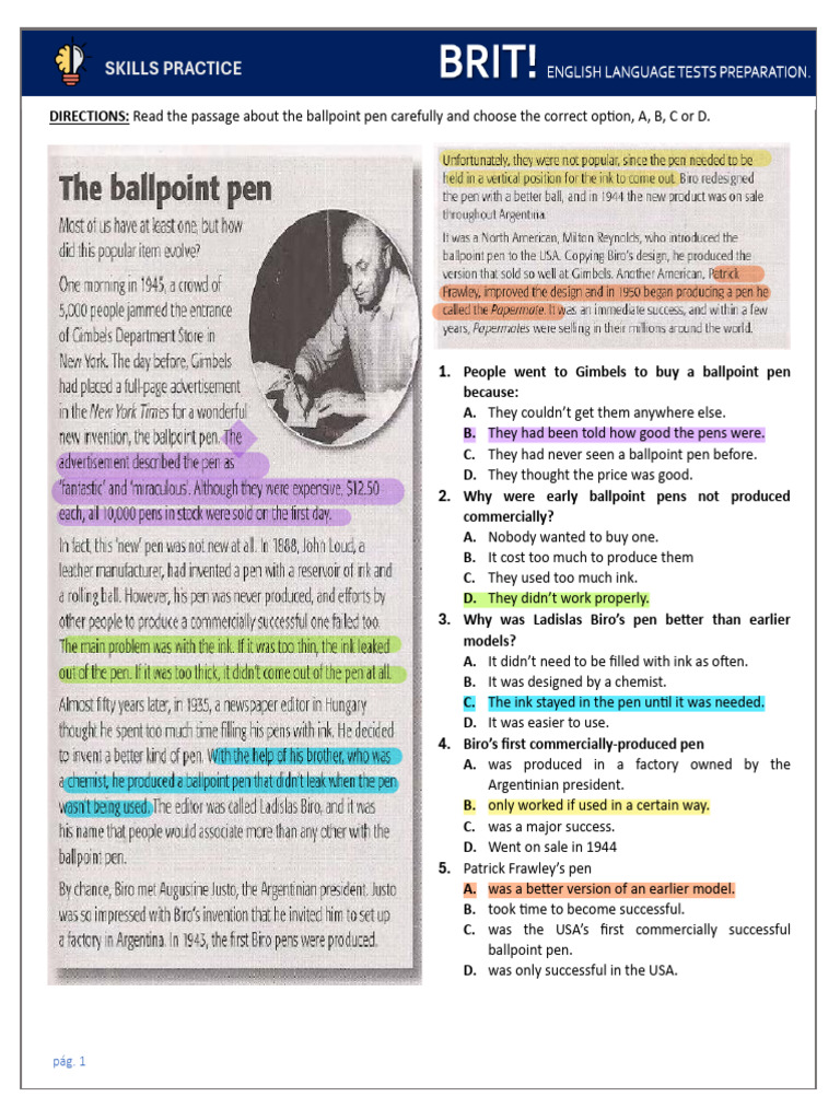Ballpoint Pen: History and Key Facts | PDF | Writing Implements ...