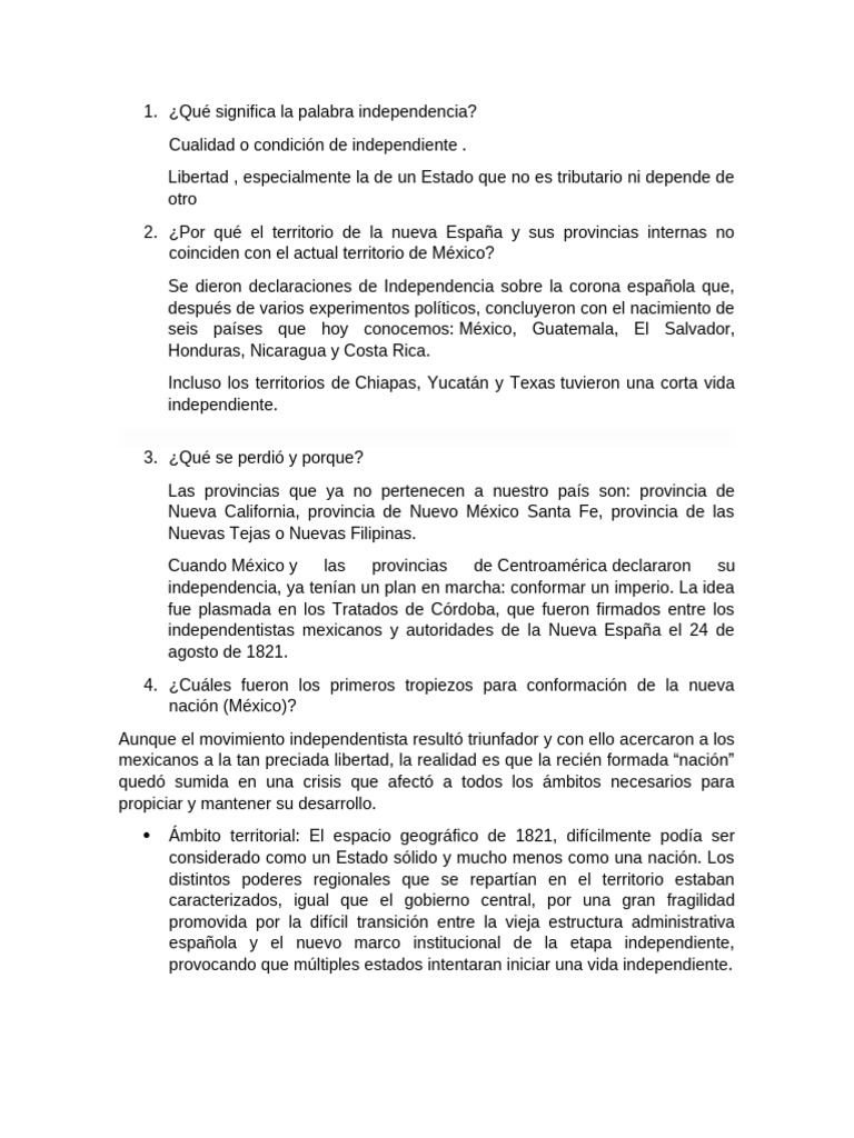 Crisis y desafíos de la independencia mexicana | PDF | México | España