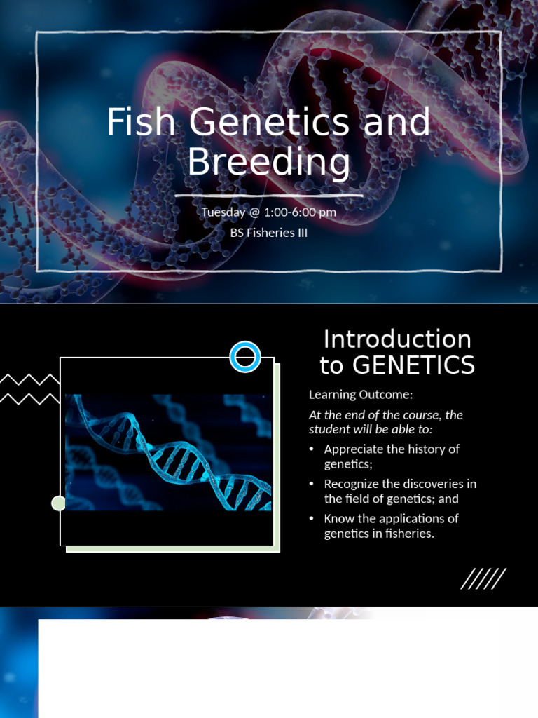 Fish Genetics and Breeding - Lecture 1 | PDF | Dna Replication | Dna