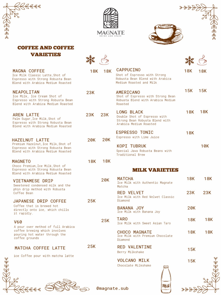 Magnate MENU UPDATE 1 | PDF | Coffee | Non Alcoholic Drinks