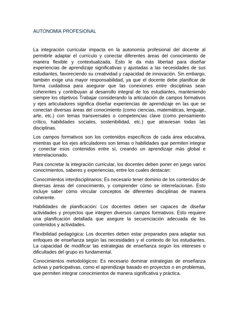 Autonomia Profesional | PDF