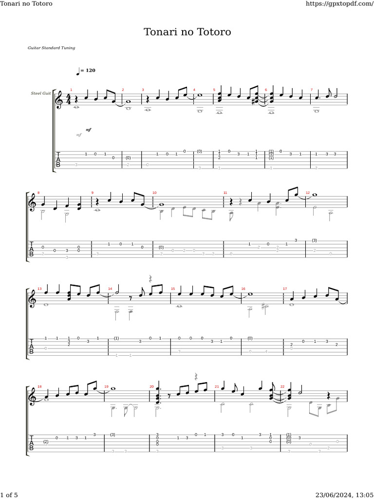 Tonari No Totoro | PDF | Guitar Family Instruments | Irish Musical ...