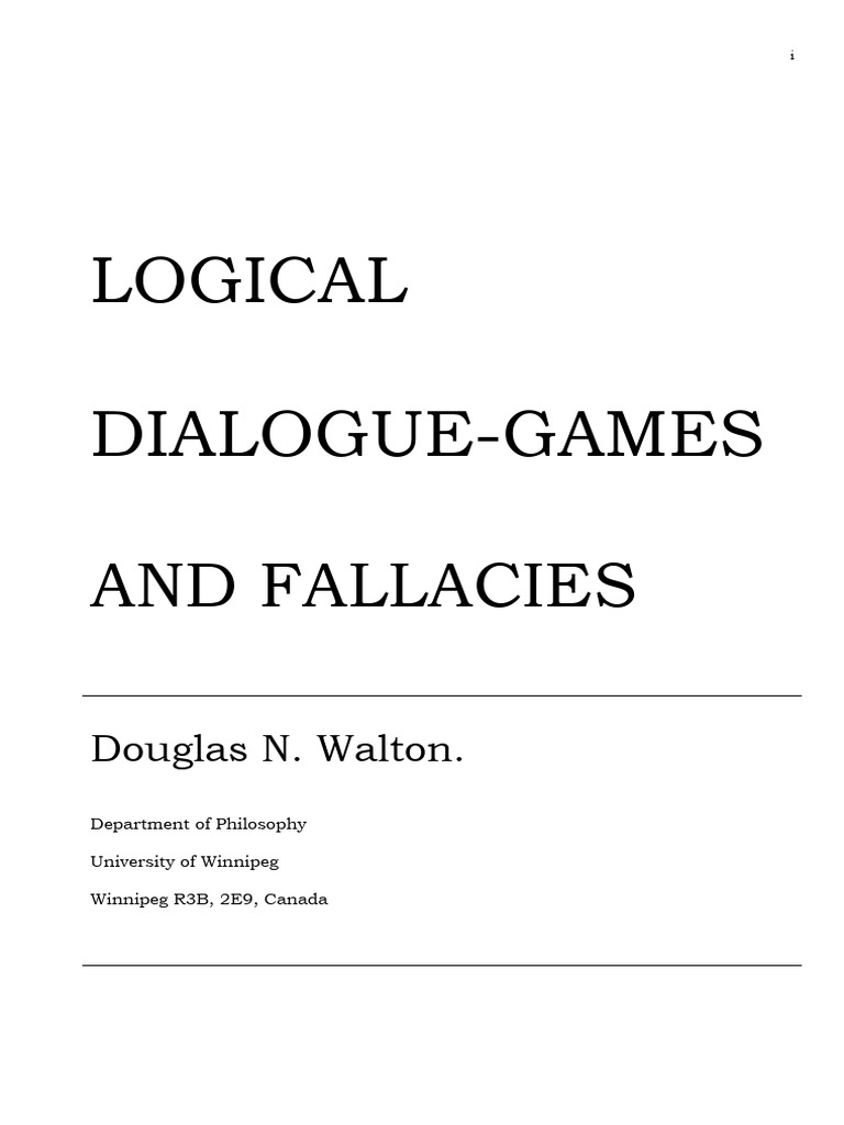 Logical Dialogue Games and Fallacies Douglas Walton's PDFDrive | PDF ...