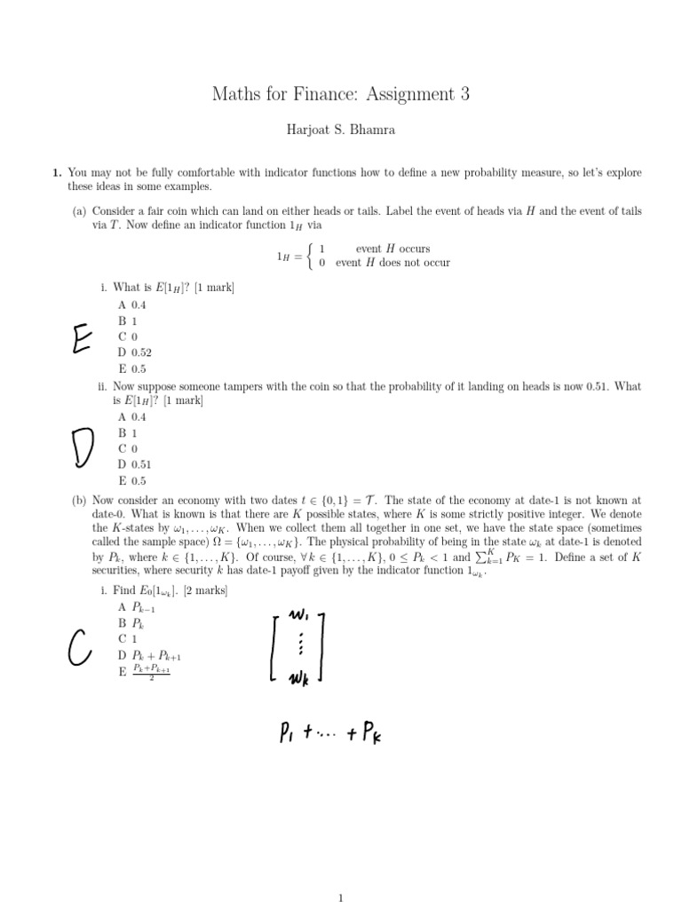 Math Quiz 3 | PDF | Probability Theory | Probability