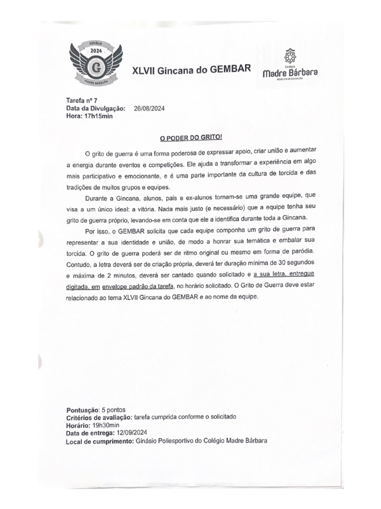 Tarefa 7 - Hino | PDF