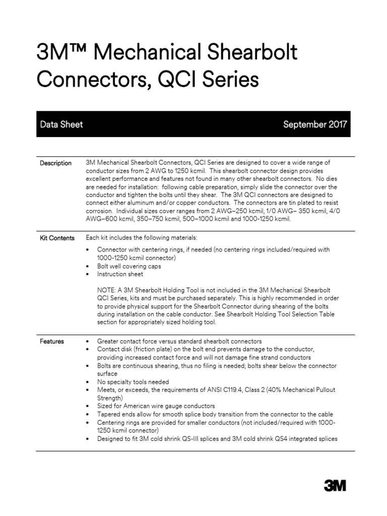 3M QCI Connectors | PDF | Electrical Connector | Electrical Engineering