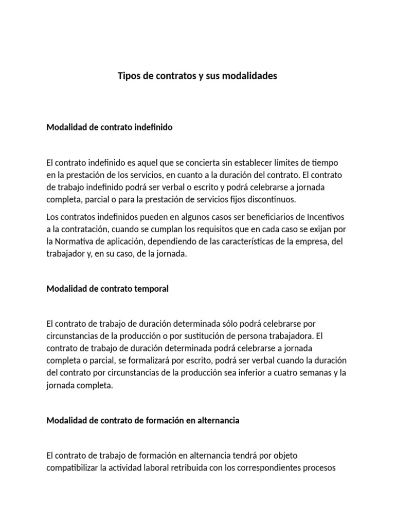 Tipos de Contratos y Sus Modalidades | PDF