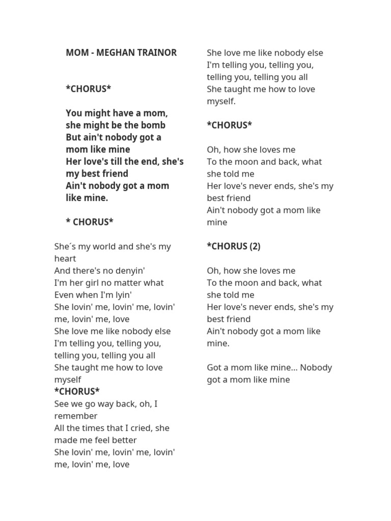 Mom Lyric | PDF