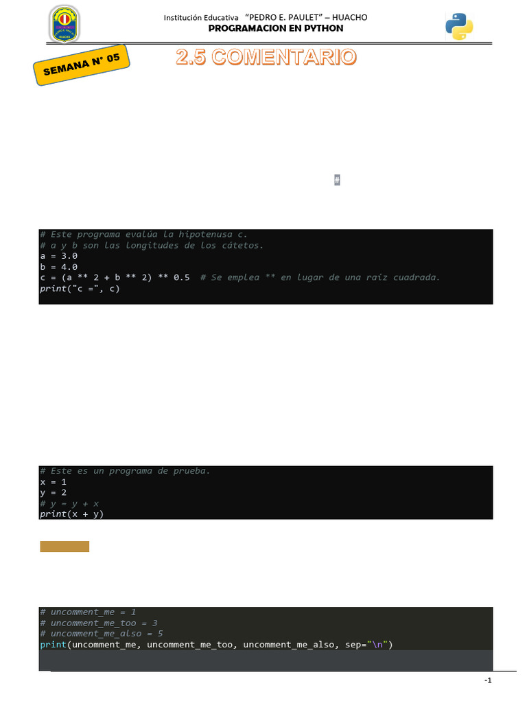 Hoja de Lección 05 Python | PDF | Python (lenguaje de programación ...