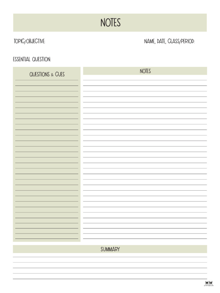 JAYDEN BRAY - Cornell Notes Template | PDF