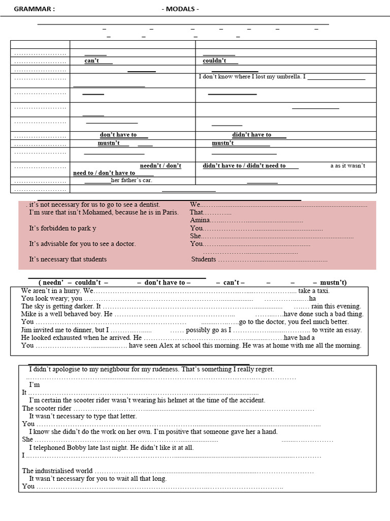 modals exercises | PDF